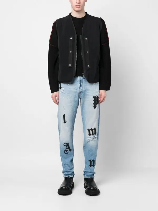 Palm Angels Logo-patch Straight-leg Jeans