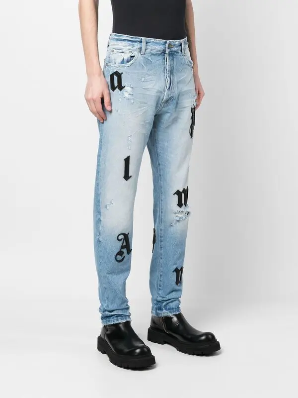 Palm Angels Logo-patch Straight-leg Jeans