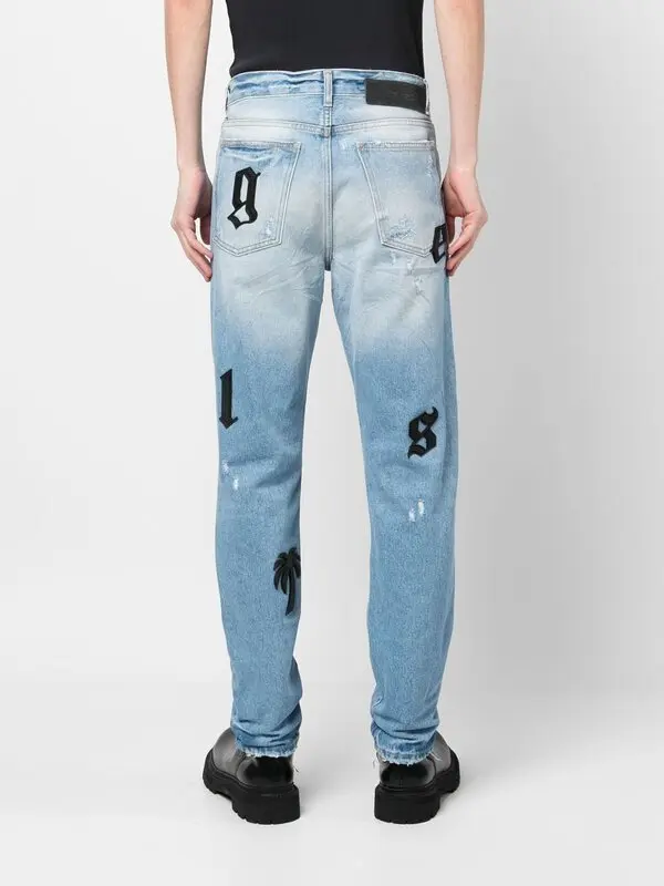 Palm Angels Logo-patch Straight-leg Jeans