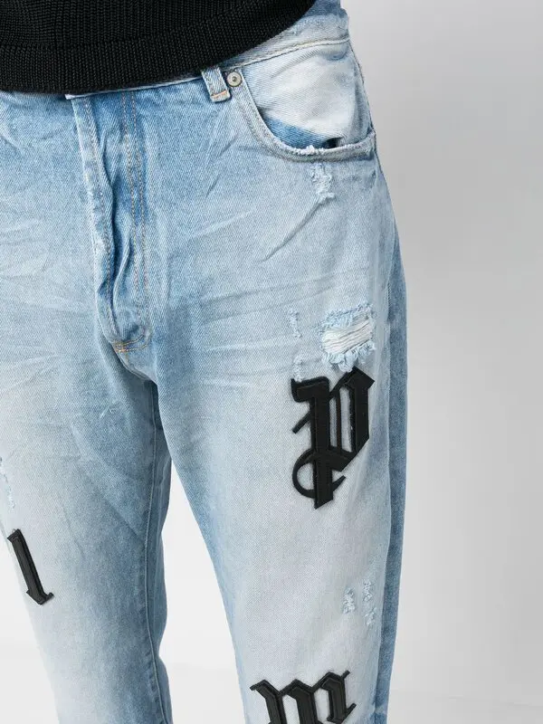 Palm Angels Logo-patch Straight-leg Jeans
