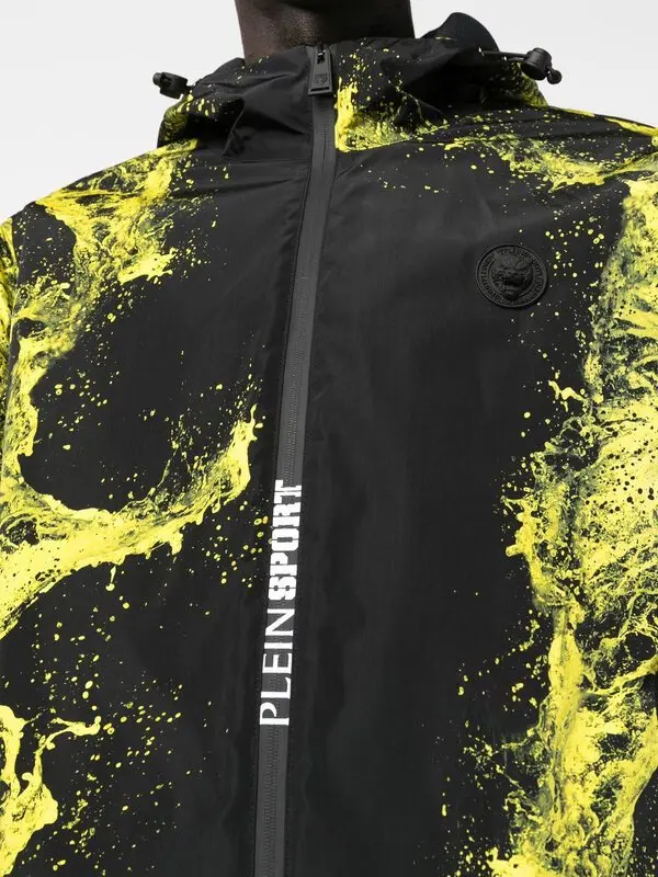 PLEIN SPORT Graphic-print Zip-up Hooded Jacket - Black