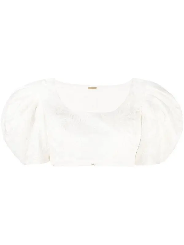 Cult Gaia Floral-embroidery Cropped Top - White