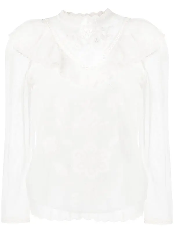 TWINSET Embroidered Mesh Blouse