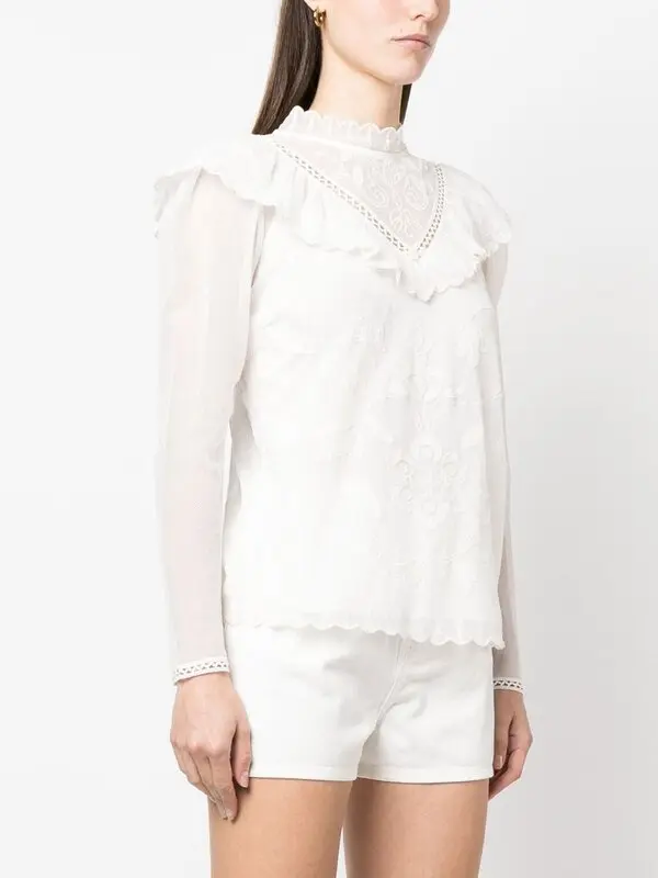 TWINSET Embroidered Mesh Blouse