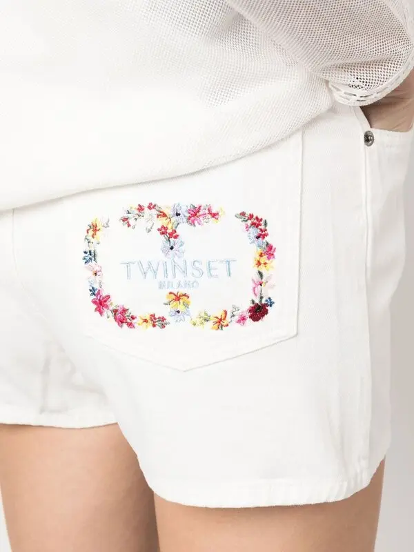 TWINSET Embroidered Denim Shorts