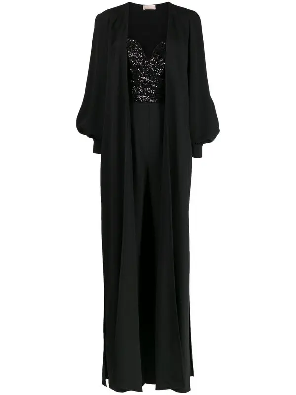 Elie Saab Cape-detail Sequined Jumpsuit - Black