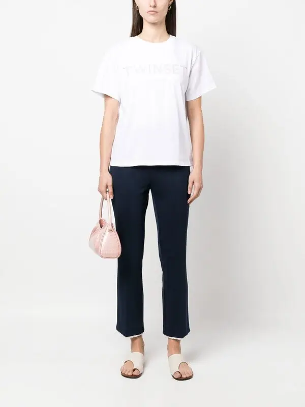 TWINSET Pearl-embellished Cropped Trousers