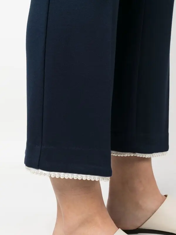 TWINSET Pearl-embellished Cropped Trousers