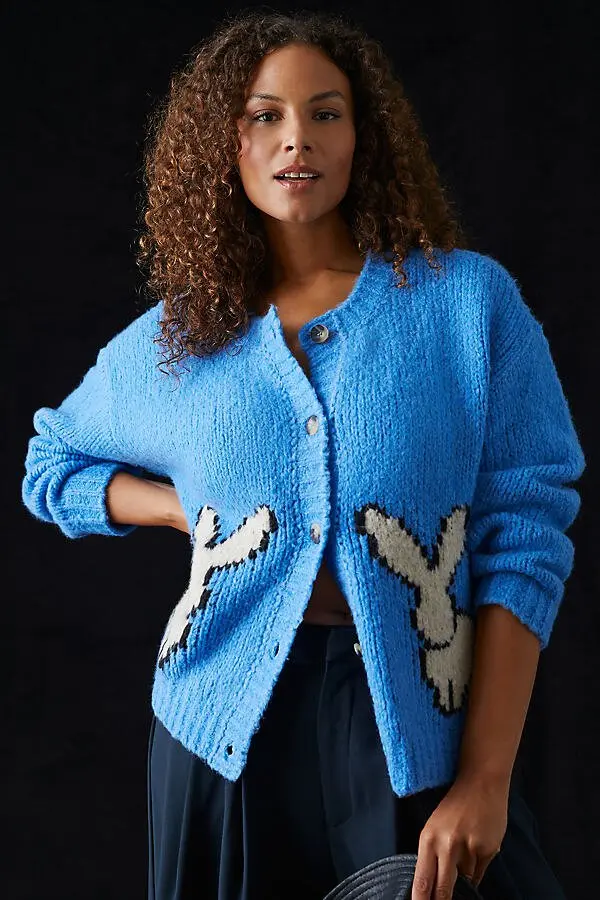 Maeve Bunny Slope Cardigan Sweater - Blue