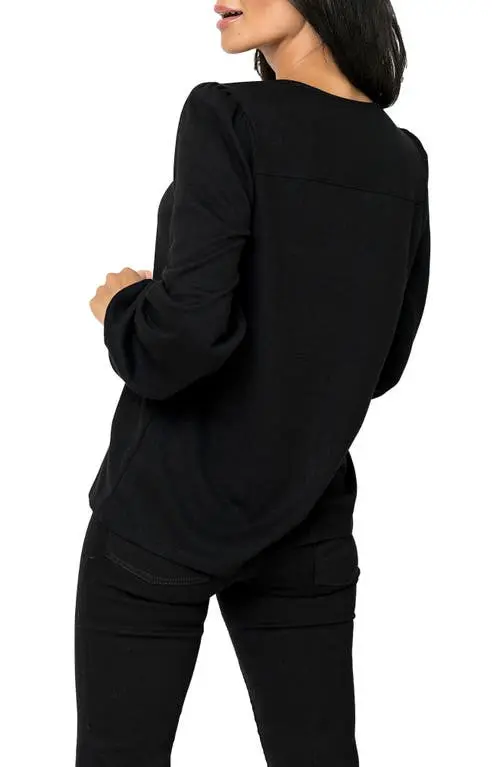 GIBSONLOOK V-neck Blouson Sleeve Sweater - Black