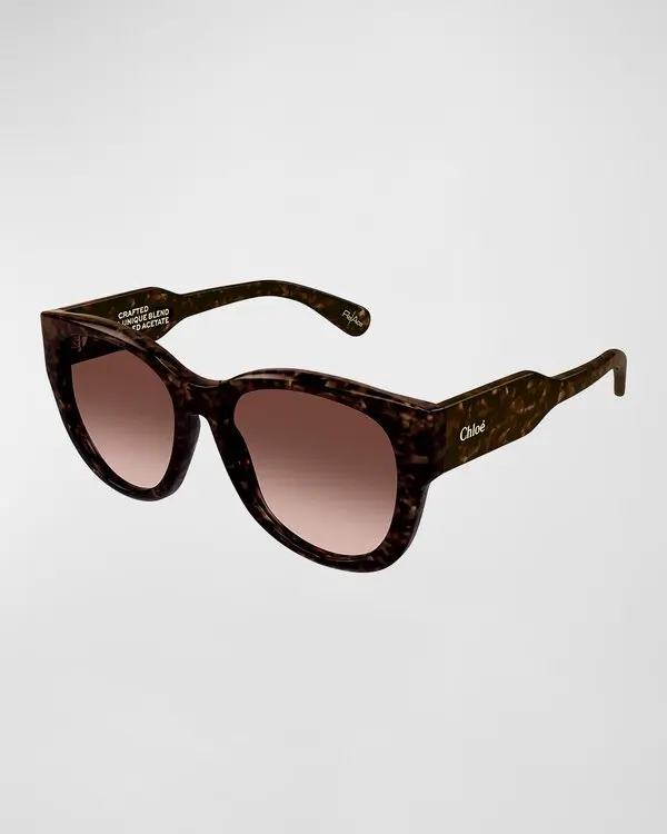 Chloé Acetate Cat-eye Sunglasses - Shiny Dark Havana