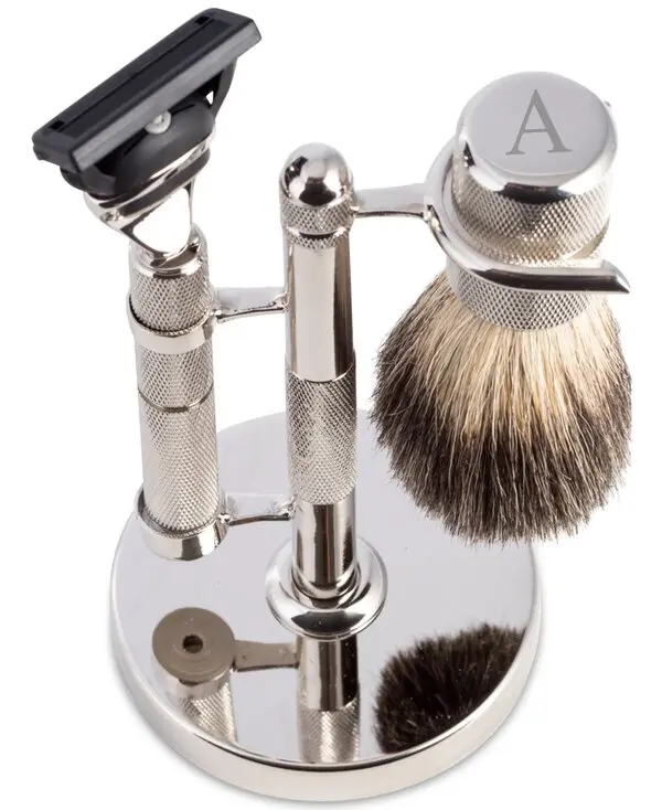 BEY-BERK Monogrammed Razor & Brush Set - 'a'