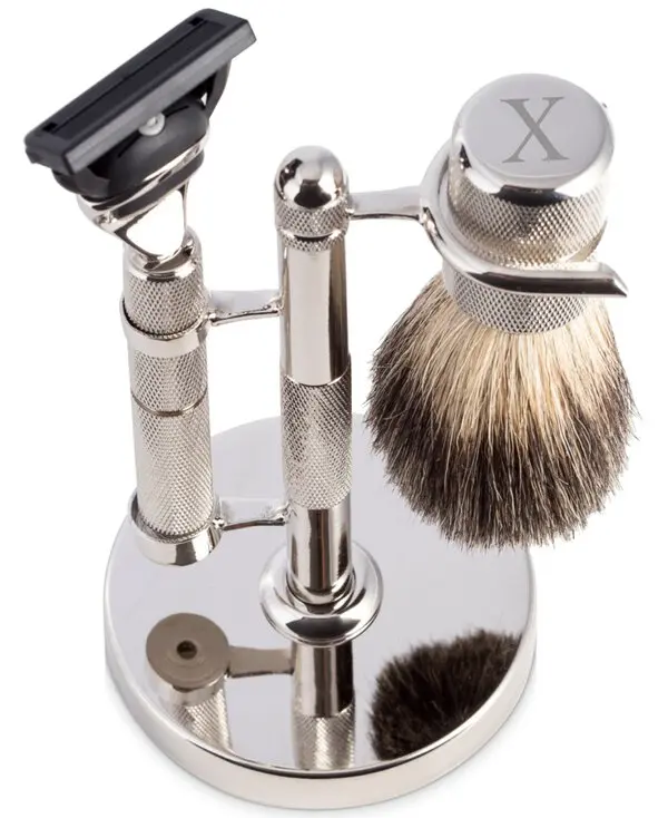 BEY-BERK Monogrammed Razor & Brush Set - 't'