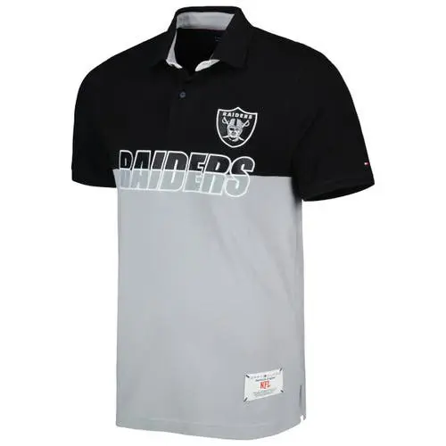 Tommy Hilfiger Black Las Vegas Raiders Color Block Polo