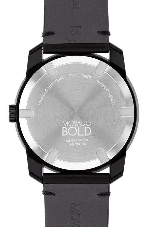 Movado Bold Tr90 Leather Strap Watch