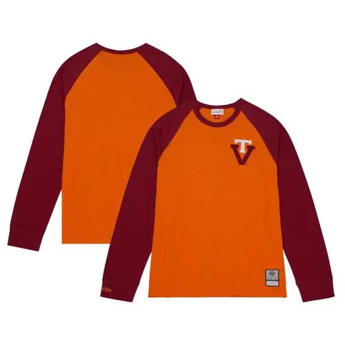 Mitchell & Ness Virginia Tech Hokies Legendary Slub Raglan Long Sleeve T-shirt - Orange
