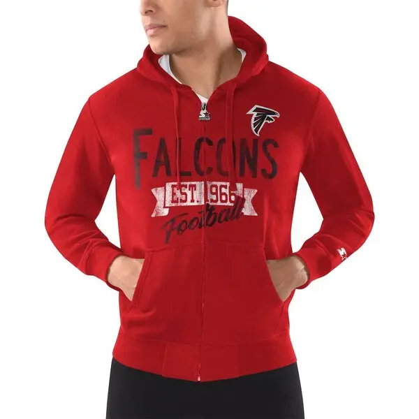STARTER Atlanta Falcons Domestic Post Season Full-zip Hoodie - Red