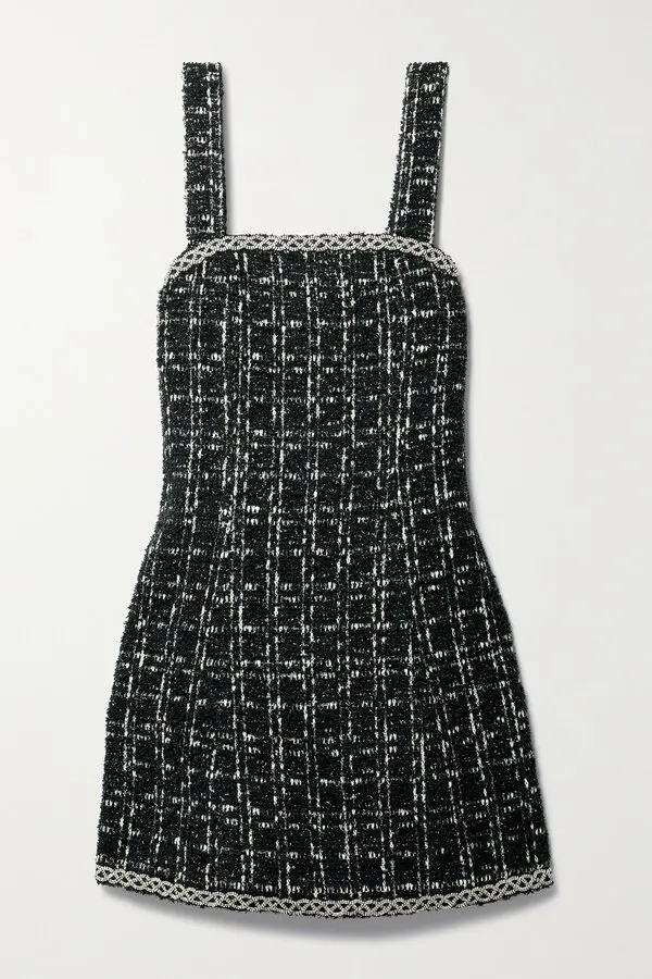 Alice + Olivia Liran Crystal-embellished Metallic Tweed Mini Dress