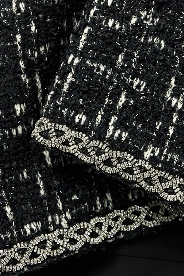 Alice + Olivia Liran Crystal-embellished Metallic Tweed Mini Dress