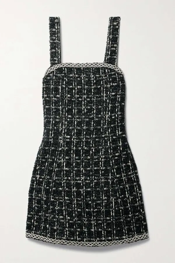 Alice + Olivia Liran Crystal-embellished Metallic Tweed Mini Dress