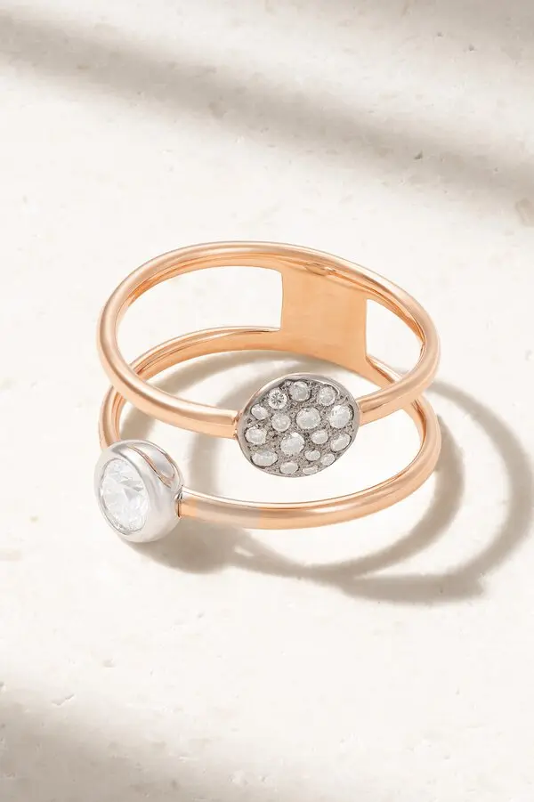 Pomellato 18-karat Rose And White Diamond Ring - Gold