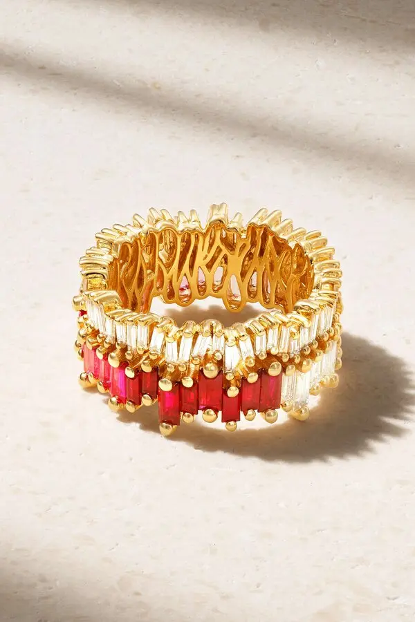 SUZANNE KALAN 18-karat Sapphire And Diamond Eternity Ring - Gold