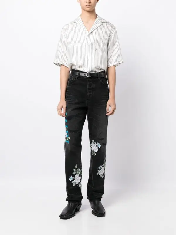 Amiri Floral-print Straight-leg Jeans