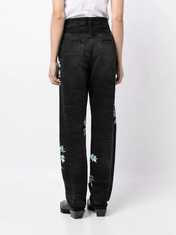 Amiri Floral-print Straight-leg Jeans