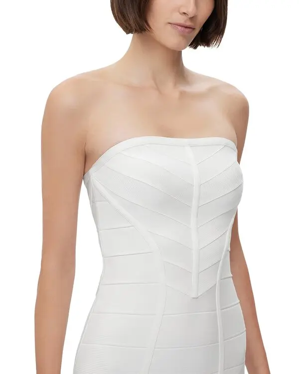 Herve Leger Icon Chevron Bustier Gown - Alabaster