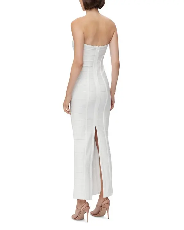 Herve Leger Icon Chevron Bustier Gown - Alabaster