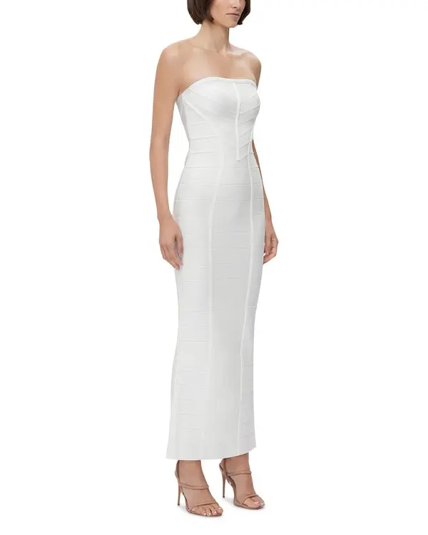 Herve Leger Icon Chevron Bustier Gown - Alabaster