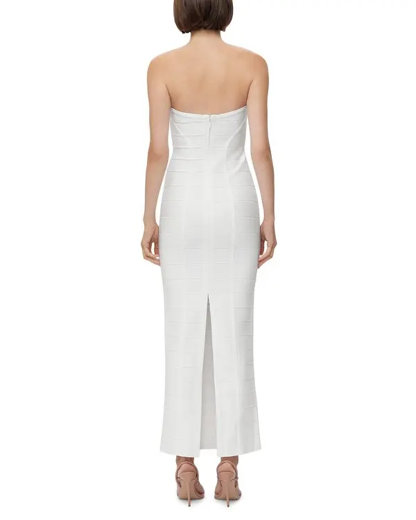 Herve Leger Icon Chevron Bustier Gown - Alabaster