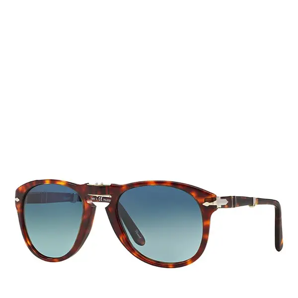 Persol Polarized Folding Aviator Sunglasses, 54mm - Havana/blue Polarized Gradient