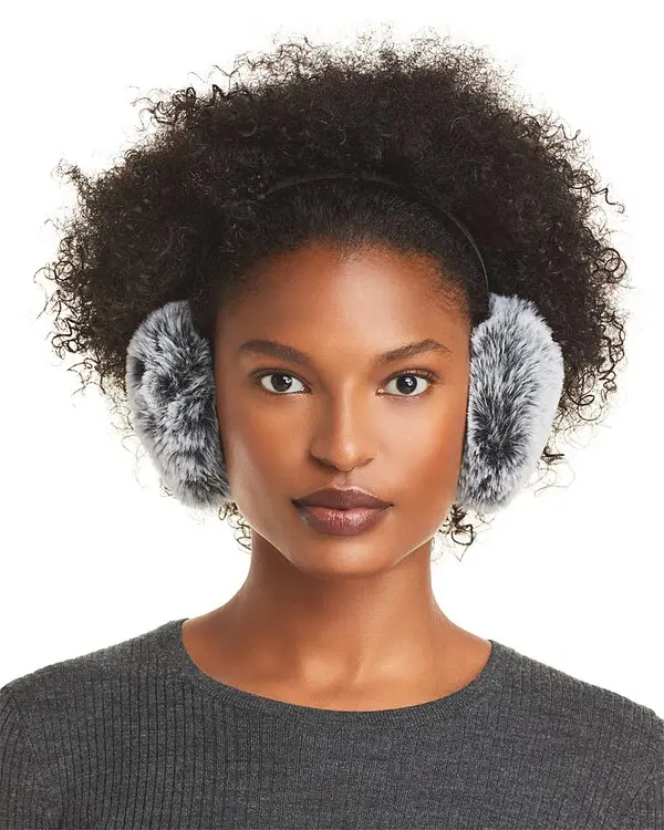 Surell Rex Rabbit Faux Fur Earmuffs - Black Frost