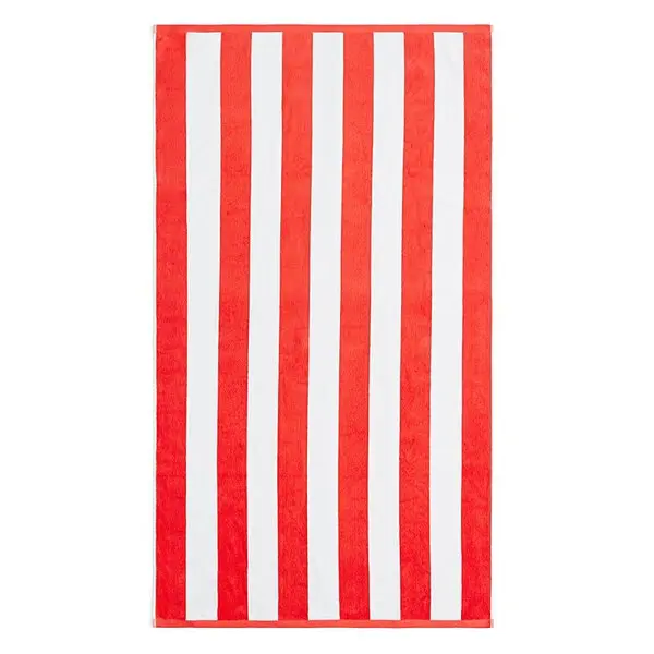 KASSATEX Cabana Stripe Beach Towel - Coral Red