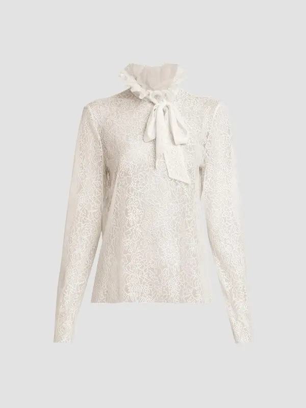 Philosophy Di Lorenzo Serafini Sheer Lace Long-sleeve Blouse - White