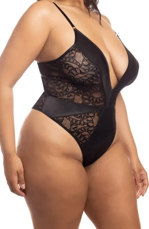 OH LA LA CHERI Amaya Lace Teddy - Black