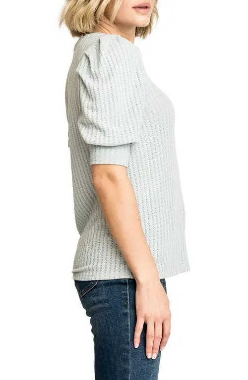 GIBSONLOOK Pointelle Puff Sleeve Knit Top - Chambray