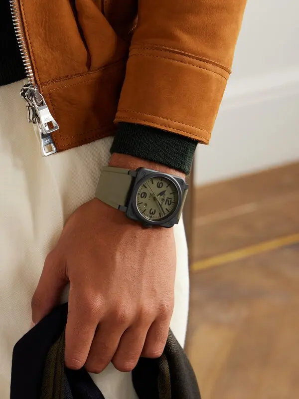 BELL & ROSS Br 03 Automatic 41mm Ceramic And Rubber Watch - Green