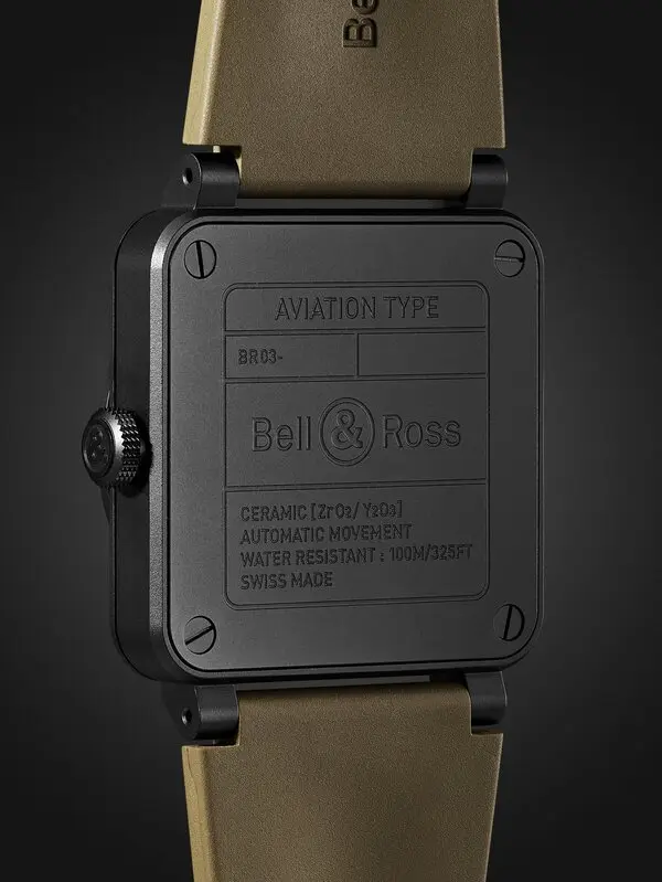 BELL & ROSS Br 03 Automatic 41mm Ceramic And Rubber Watch - Green