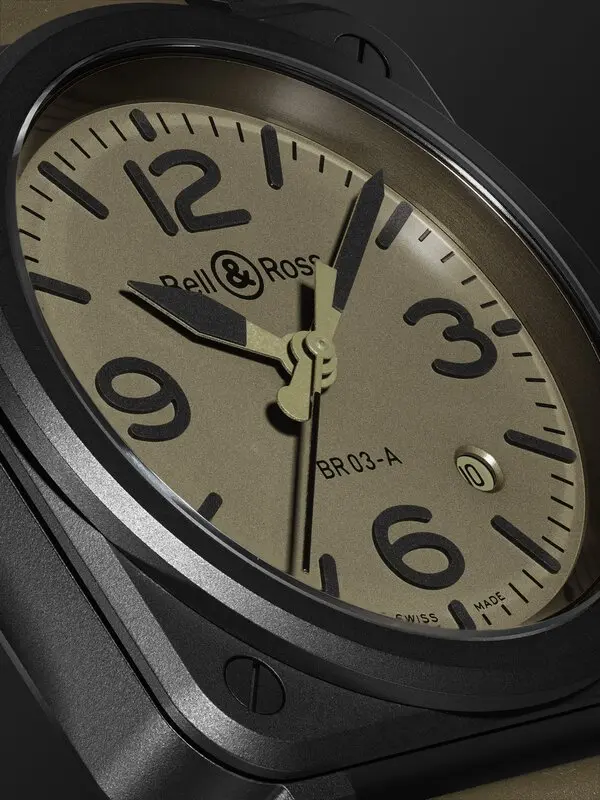 BELL & ROSS Br 03 Automatic 41mm Ceramic And Rubber Watch - Green