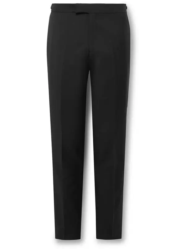 Paul Smith Slim-fit Satin-trimmed Wool And Mohair-blend Tuxedo Trousers - Black