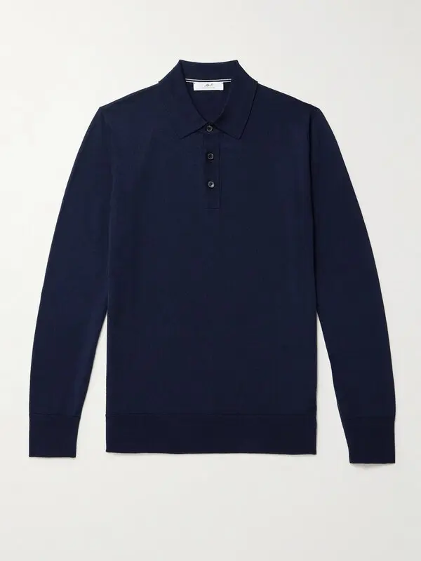 Mr P. Merino Wool Polo Shirt - Blue