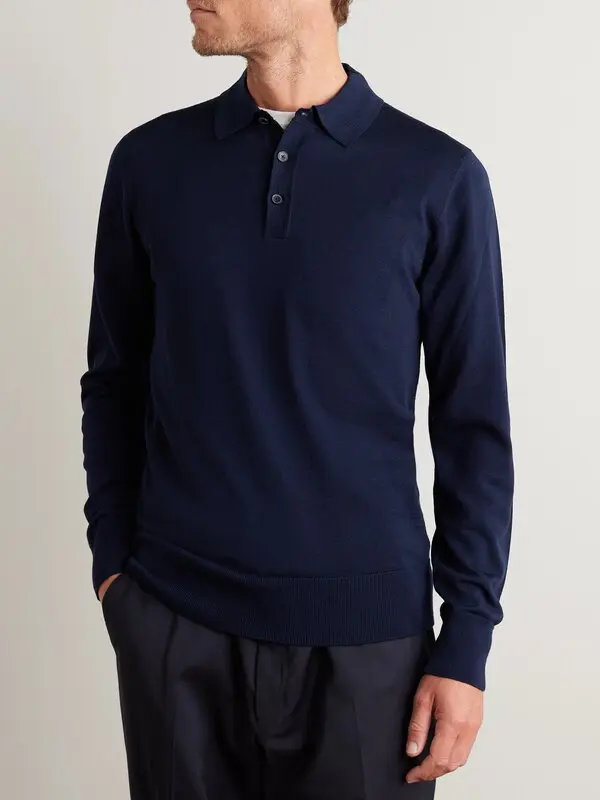 Mr P. Merino Wool Polo Shirt - Blue