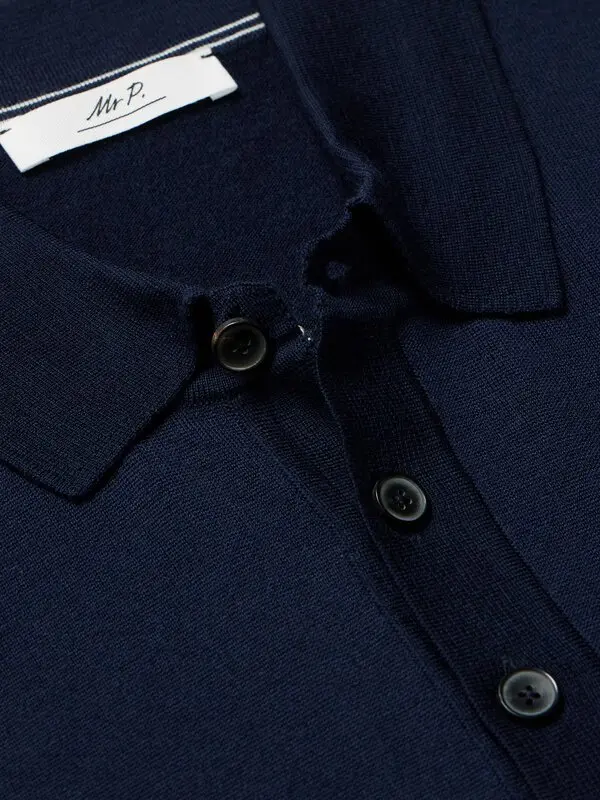 Mr P. Merino Wool Polo Shirt - Blue