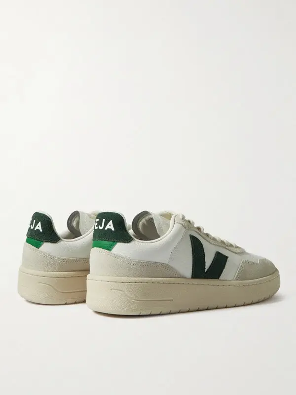 Veja V-90 Suede And Leather Sneakers In White - 50% Off  display picture 3