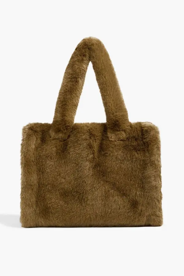 STAND STUDIO Liz Faux Fur Tote - Army Green