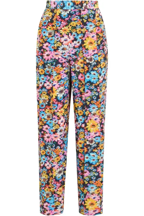 Stella McCartney Pleated Floral-print Tapered Pants - Pink