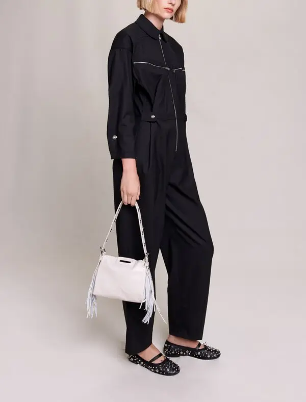Maje Wide-leg Jumpsuit With Zip Fastening And Adjustable Waist