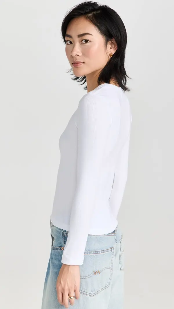 LESET Kelly Slim Fit Long Sleeve Top - White